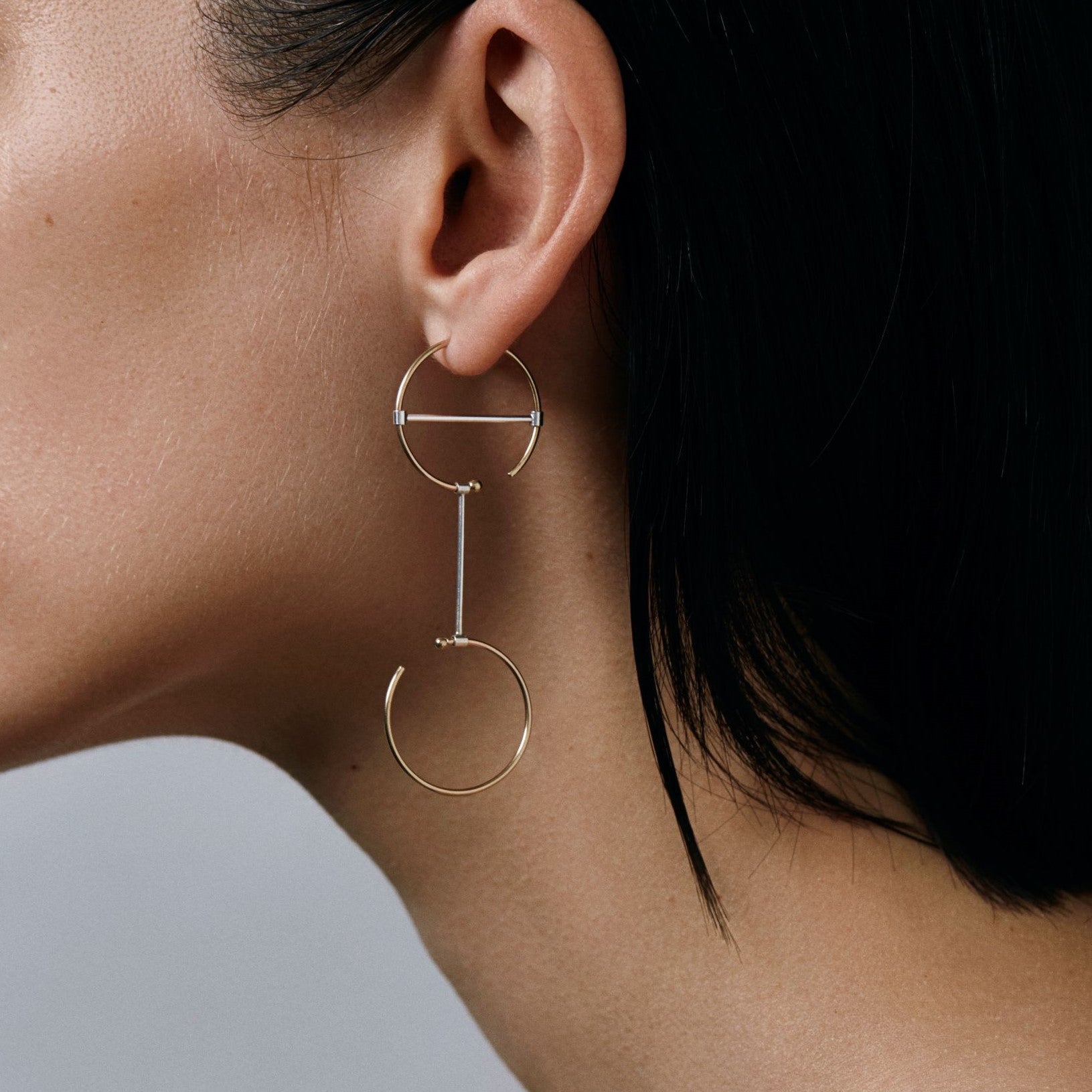 O1O1 earrings in 14K yellow gold and silver – aka jewellery